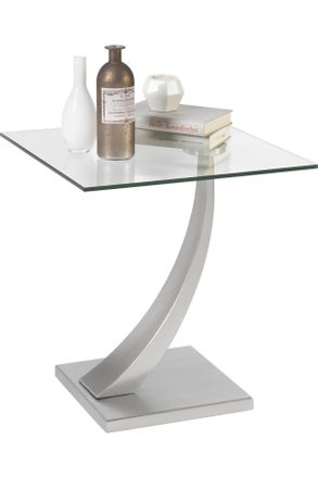 Xora Beistelltisch, Silber, Metall, Glas, quadratisch, eckig, Bodenplatte, 50x45.5x45.5 cm, Wohnzimmer, Wohnzimmertische, Beistelltische, Beistelltische Me