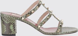 Valentino Garavani Mules Rockstud en cuir de python &agrave; talon moyen