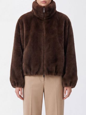 Parosh Veste P. A.R. O.S. H. en fausse fourrure avec col montant et fermeture zipp&eacute;e