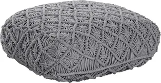 Beliani Bodenkissen Grau Baumwolle 50 x 50 x 20 cm Makramee Muster Quadratisch Modernes Design Sitzkissen f&uuml;r Wohnzimmer Schlafzimmer