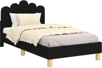 vidaXL Kinderbettgestell mit Kopfteil Schwarz 80 x 160 cm Stoff vidaXL