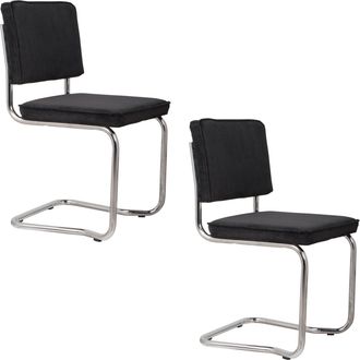 Zuiver Ridge Rib Kink Stuhl Schwarz - 2er Set