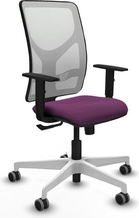 Piqueras y Crespo Gepolsterter Drehstuhl mit 1D-Armlehnen, h&ouml;henverstellbare Lendenwirbelst&uuml;tze, ausgestattet mit 3 Positionen und Schneideschaum, Wei&szlig;/Violett