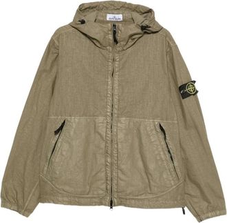 Stone Island Homme, Vestes, Vert, Taille: L Veste &agrave; capuche avec badge Compass