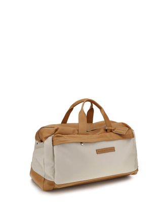Brunello Cucinelli Mens Active Travel Bag Ghiaccio+naturale Calf Leather Bos Taurus Suitcases