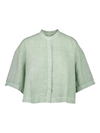 120% Lino chemise &agrave; boutonni&egrave;re - Vert