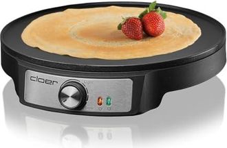 Cloer 6620 Crêpes-Maker, für süße oder herzhafte Crepes mit 29 cm Ø, 1200 W, Antihaftbeschichtung, inkl. Teigverteiler aus Holz und Wender, schwarz