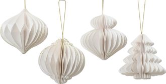 Eminza Kaemingk Wabenfigur Ornament 8x8cm Papier 1 St&uuml;ck Sortiert - Wabendeko zum H&auml;ngen - Papierdeko Papierornament - Christbaumschmuck - Wabenb&auml;lle und Pom