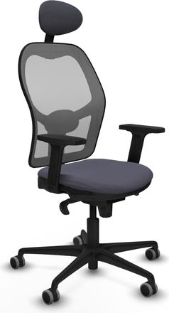 Piqueras y Crespo Schreibtischstuhl aus grauem Netzgewebe mit 2D-Armen, h&ouml;henverstellbarer Lendenwirbelst&uuml;tze und festem Kopfteil, ausgestattet mit 5 Positionen, Grau/D