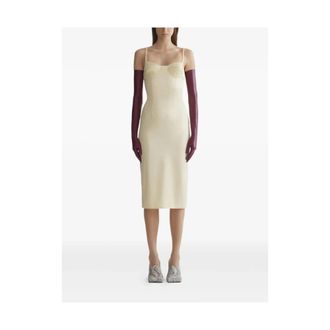 MUGLER Femme, Robes, Beige, Taille: 36 FR Robe Midi