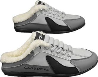 Generic Baskets &agrave; enfiler dos nu pour homme - En similicuir - Chaudes - Antid&eacute;rapantes, gris, 42 2/3 EU