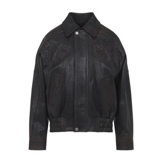 Golden Goose Femme, Vestes, Noir, Taille: 36 FR Flower Embroidery Jacket