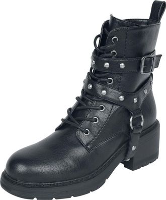 Rock Rebel by EMP Damen Schwarze Boots mit Schn&uuml;rung und Nieten EU37