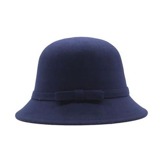 QUINTRA Chapeau unisexe pour femmes chapeau cloche des ann&eacute;es 1920 chapeau melon dhiver en fausse laine froissable chapeau melon vintage chapeau cloche rond c