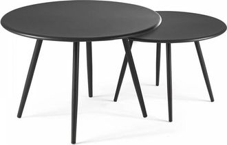 Oviala Lot de 2 tables basses de jardin en acier anthracite - Palavas