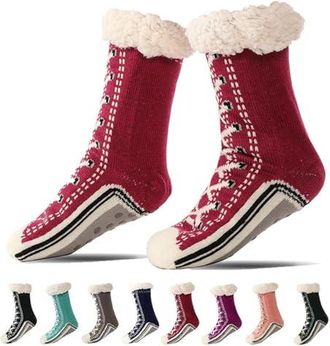 Generic Accordinglye Chaussons dhiver en cachemire ultra épais de qualité supérieure, confortables, antidérapantes, douces et chaudes avec semelles antidérapa