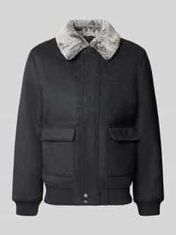 Christian Berg Regular Fit Wolljacke aus Woll-Mix mit Kunstfellkragen