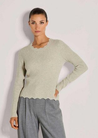 Madeleine Strickpullover Leichter Viskosepullover mit gewelltem Saum Tailliertes Langarmshirt mit Rundhals und langen &Auml;rmeln