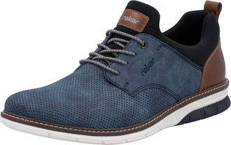 Rieker Slip-On Sneaker RIEKER, Damen, Gr. 40, blau (blau, braun), Lederimitat, Textil, kontrastfarbene Details, Schuhe, Schlupfschuh, Halbschuh, Freizeitschu