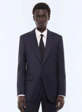Fursac Veste de costume en laine &agrave; rayures - Taille 44 - Homme