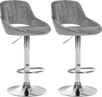 Clp Lot de 2 tabourets de Bar Milet recouverts de Velours I Chaise de Bar pivotante avec Dossier et Repose-Pieds, Couleur:Gris fonc&eacute;, Mat&eacute;riel du Cadre:M&eacute;