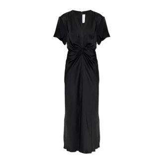 Victoria Beckham Robe en satin drap&eacute; - Femme - Robes - Noir - Taille: 38 FR
