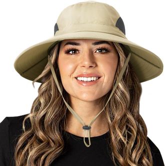 Dreshow Damen Sonnenhut UV Schutz Hut Faltbar Mesh Breite Krempe Angeln Pferdeschwanz Sommerh&uuml;te Strand Eimer H&uuml;te