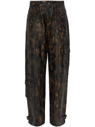 Gestuz pantalon en cuir à coupe droite - Noir