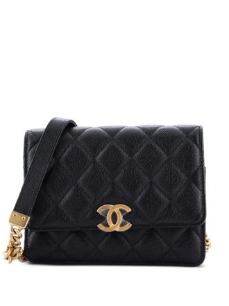Chanel Bracelet on Chain Wallet on Chain Quilted Caviar Mini clutch bag - Schwarz