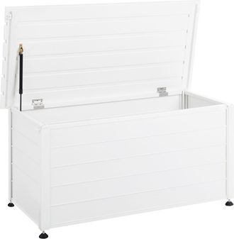 Beliani Gartentruhe 330L Aluminium weiß wasserfest Kissenbox Auflagenbox Campalto