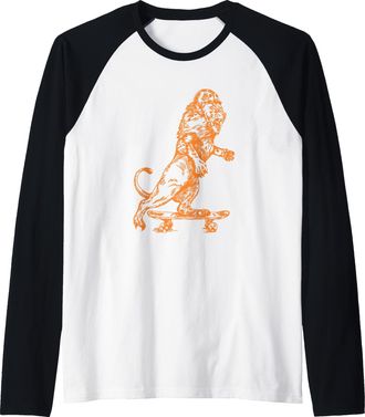 Seembo Lion Skater Skateboarding, lustiges Tier-Skating Raglan