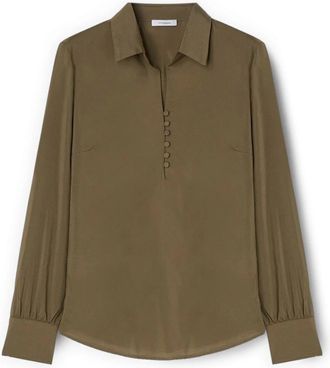 Motivi Femme, Blouses et Chemises, Vert, Taille: 44 FR Blouse &agrave; col en satin