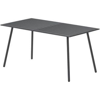 OUTSUNNY Table &agrave; manger de jardin 6 personnes dim. 150 x 80 x 74 cm plateau &agrave; lattes acier &eacute;poxy gris