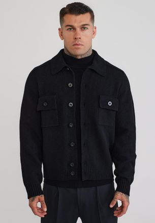 Siksilk Herren Schwarzer Gestrickter Cardigan XXL