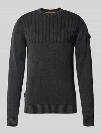 PME Legend Regular Fit Strickpullover aus reiner Baumwolle mit Label-Detail