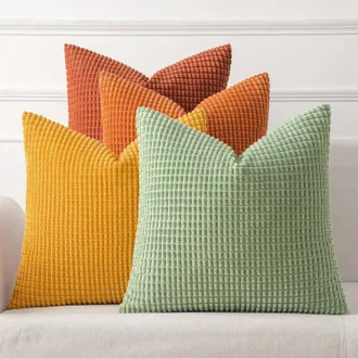 Miulee 4er Set Kissenbezug Kissen Dekorative Kissenbezüge Kordsamt Sofakissen Dekokissen Kopfkissenbezug Couchkissen Deko Bezug für Sofa Couch Wohnzimmer Sch