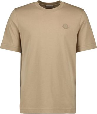 Moncler Homme, Tops, Beige, Taille: S Logo Patch Cotton T-Shirt
