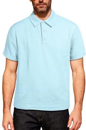 Generic Polo pour homme, manches courtes, col &agrave; revers boutonn&eacute;, tunique d&eacute;t&eacute; formelle, haut de golf, tendance, coupe ample, grande taille, chemise boutonn&eacute;e,