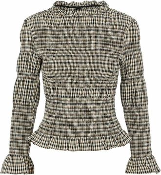 Vero Moda Y.A.S Damen Yaschemma Ls Smock Noos Top, Eggnog/Detail:Checks, M EU