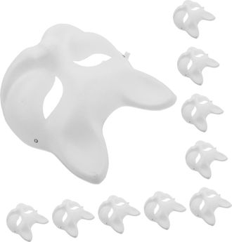 SOLUSTRE 10stücke Fuchs-blankomaske Aus Papier Für Junge Mädchen Bemalbar Zum Basteln DIY-projekte Kostüm Halloween Kunsthandwerk Weiß Selbst Gestalten Tiermas