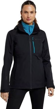 Mountain Warehouse Veste de Pluie Rainforest imperm&eacute;able pour Femme - avec Doublure en Maille et Ourlet r&eacute;glable - Compressible - pour Marche, Voyage et Camping Noir 44