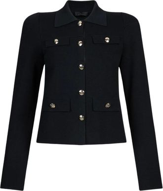 Liu Jo Femme, Vestes, Noir, Taille: 42 FR Veste en Tricot de Viscose avec Boutons en Métal