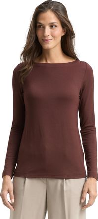 Tom Tailor Damen 1048942 Slim Fit Langarmshirt mit U-Boot-Ausschnitt, 27506-Dark Pecan Brown, XL