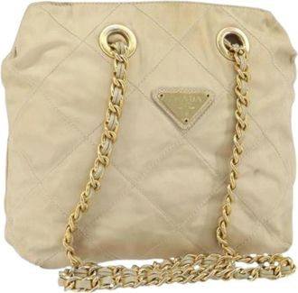 Prada Pre-owned Nylon Schultertasche - - Pre-owned - Damen - Beige - ONE SIZE