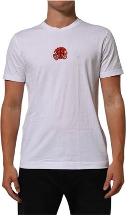 Dolce & Gabbana Homme, Tops, Blanc, Taille: 4XL DG Love Patch Crew Neck T-shirt