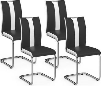 IDMarket 4er-Set Esszimmerst&uuml;hle PIA in Schwarz und Wei&szlig;