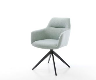 DELIFE Drehstuhl Pejo-Flex Stripes Mint Kreuzgestell breit Schwarz 360&deg; drehbar Wippfunktion, Esszimmerst&uuml;hle