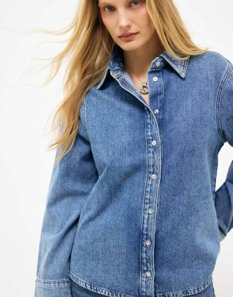 NA-KD Chemise classique en jean - Bleu clair