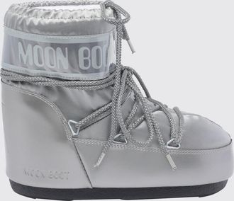 Moon Boot Niedrige Icon Schnee-Stiefel aus laminiertem Nylon in Silber und Gold