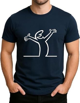 Generic Balum La Linea T-shirt en coton haut de gamme, design streetwear, design moderne, coupe d&eacute;contract&eacute;e, mode basique 1, T-shirt bleu marine pour homme, 